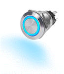 Blue Sea Systems 10A Push Button LED Ring Switch - Blue Light - On-Off ...