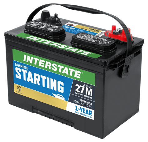 Interstate Battery Group 27 Starting Battery, 1000CA - 27M-XHD - Boat ...