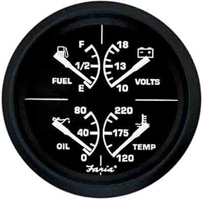 Faria Chesapeake Black 4in Mulitfunction 4 in 1 Gauge - 32851 - Boat ...