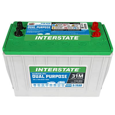 Interstate Battery Group 31 AGM Dual Purpose Battery, 1155CA - 31M-AGM ...