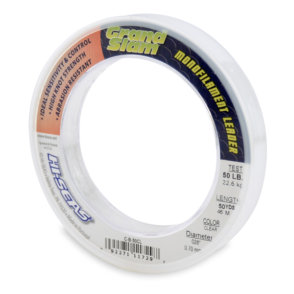 Grand Slam Monofilament Leader, 50 lb Test, Clear - C-B-50CL - Boat ...